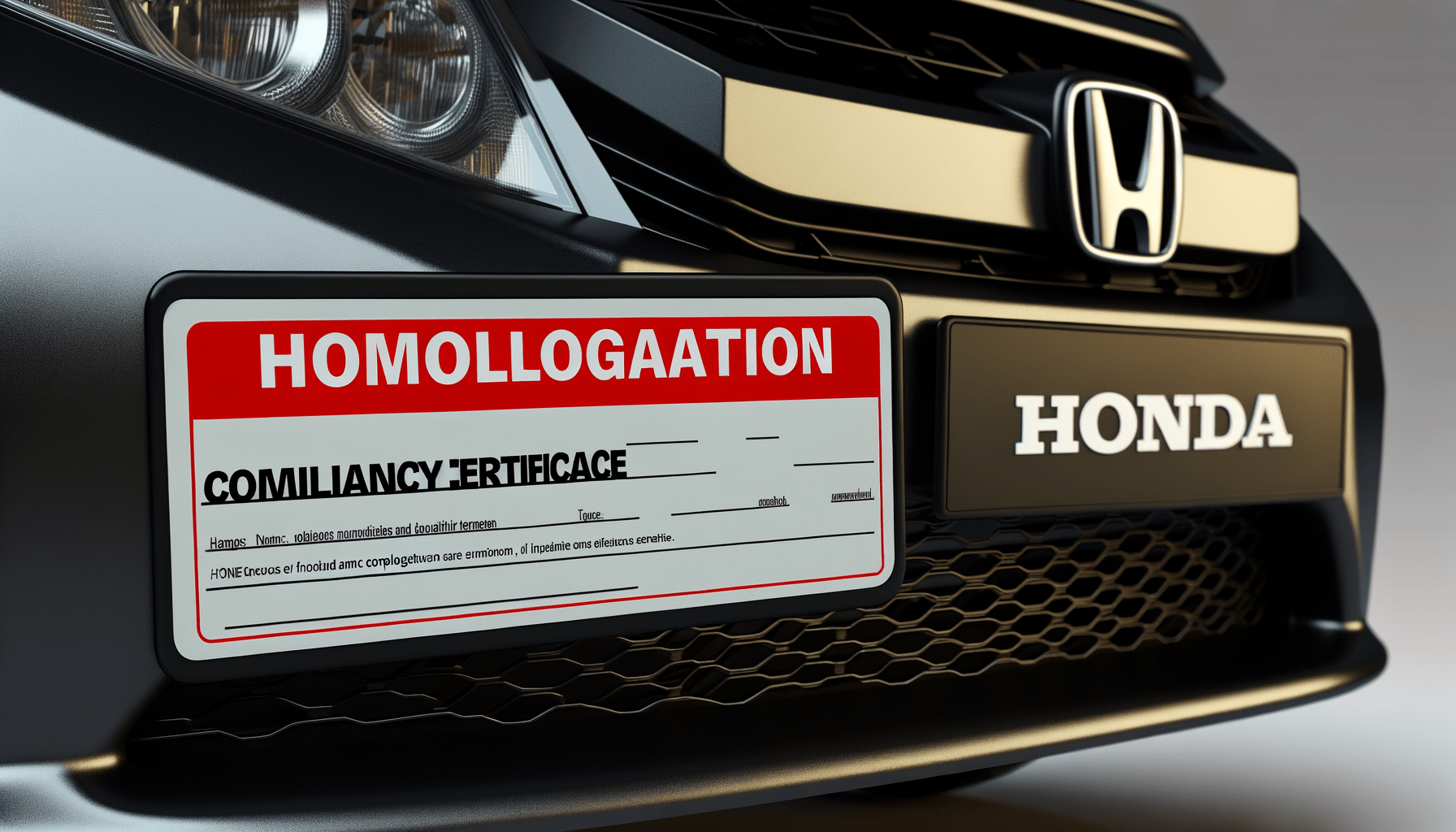 Homologation et certificat de conformité Honda - Cocauto